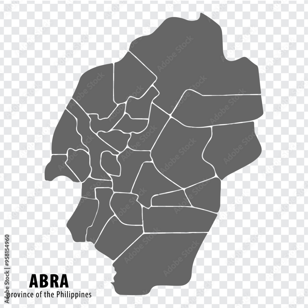 Blank map Abra of Philippines. High quality map Province of Abra with ...