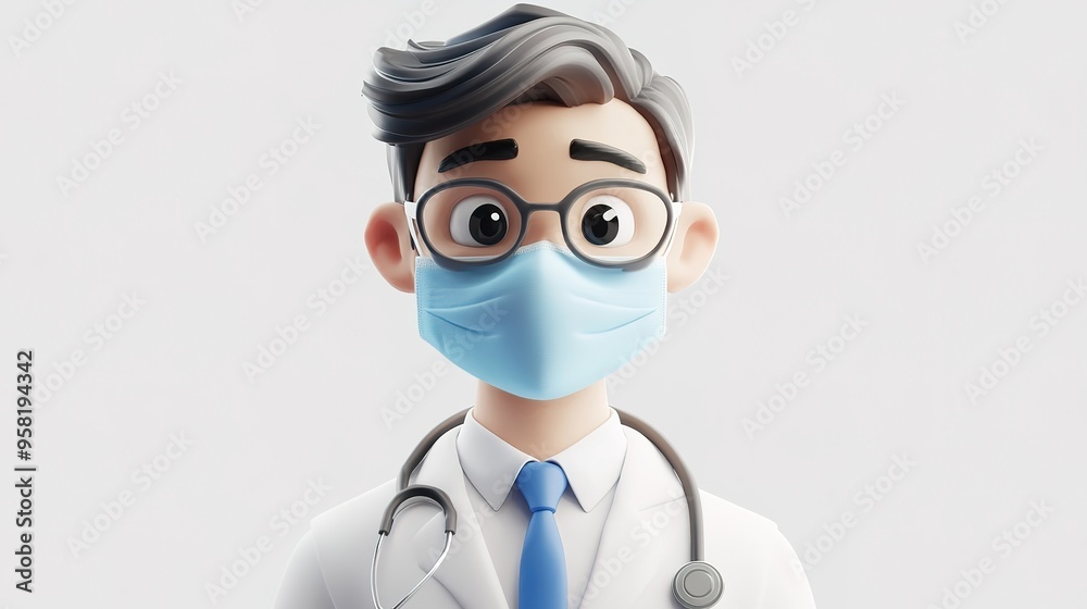 Doctor and drug feedback 3D cartoon illustration of physical health ...
