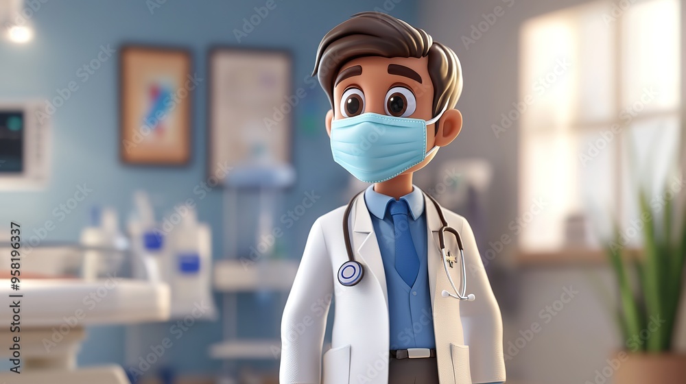Doctor and drug feedback 3D cartoon illustration of physical health ...