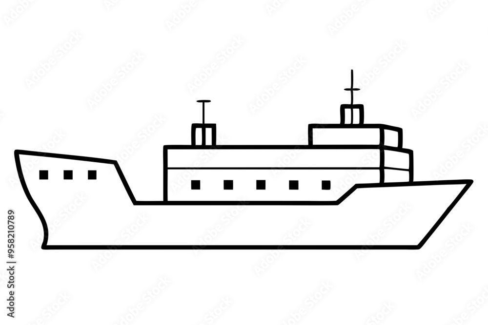 Cargo and passenger vessels icon set. Cargo and passenger ships ...