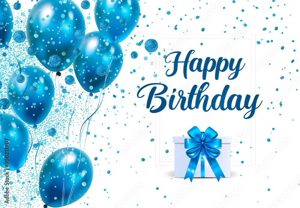 happy birthday blue balloons background Stock Illustration | Adobe Stock