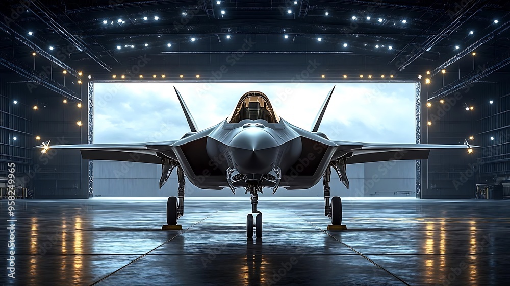 ภาพประกอบ Stock F-35 Lightning II Fighter Jet in Hangar - 3D ...