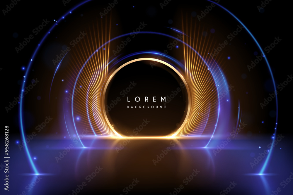Blue and gold light rings background Stock Vector | Adobe Stock