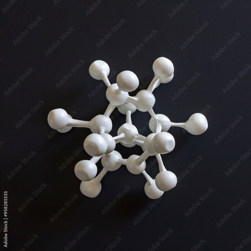 a ball and stick model of one zwitterionic form of creatine, made of ...