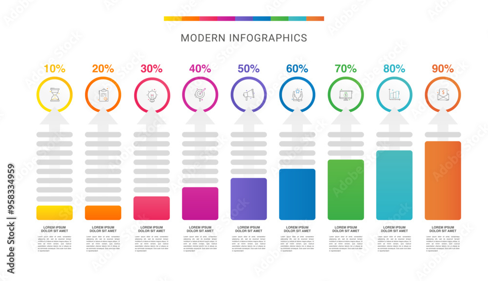 Presentation of modern vector infographic. Business template with 9 ...