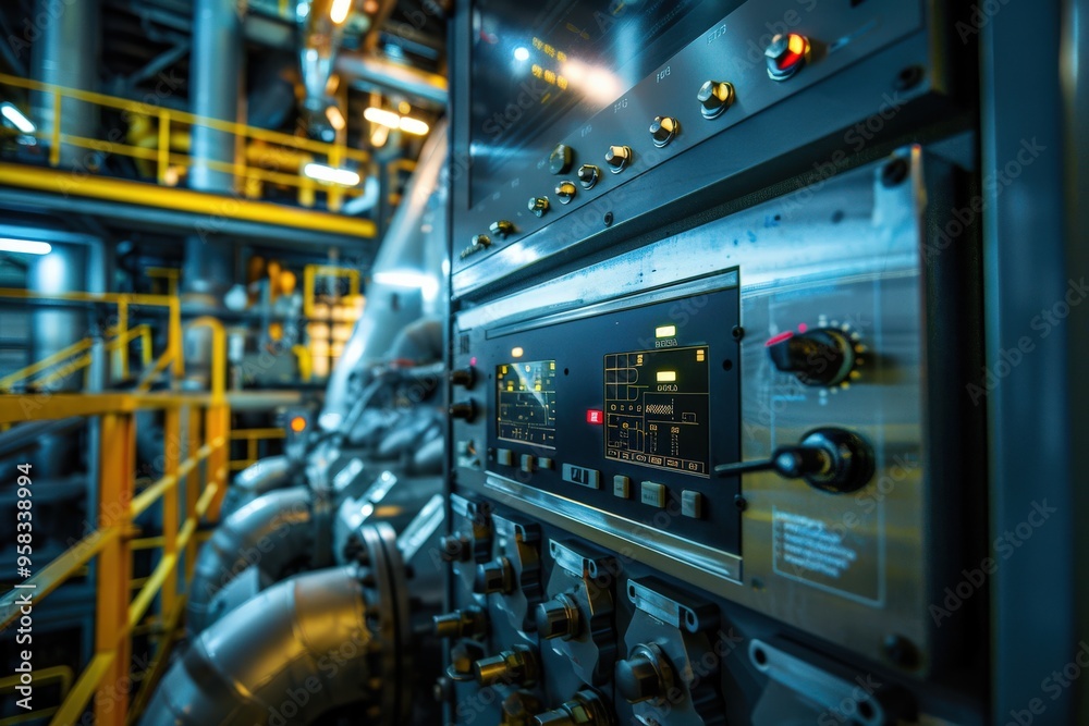 Horizontal Diesel Engine with Turbocharger and Control Panel in ...