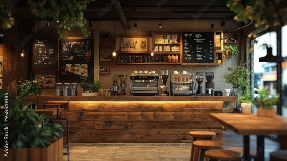 Modern Rustic Coffee Shop Interior Stock Photo | Adobe Stock