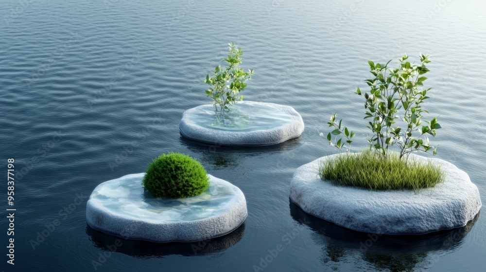 Experimental floating islands made of recycled plastics, designed to ...
