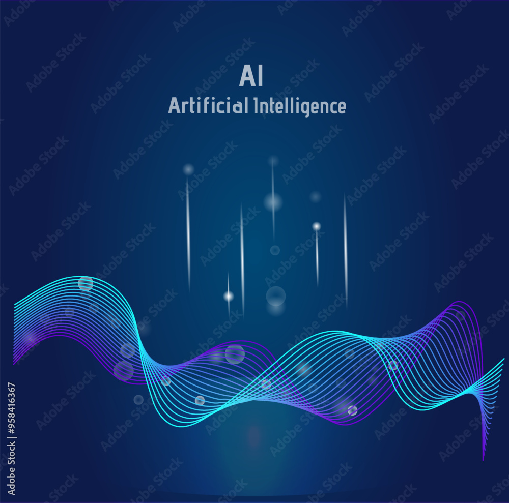 Ai data tech, artificial intelligence, banner citcuit wave, background ...
