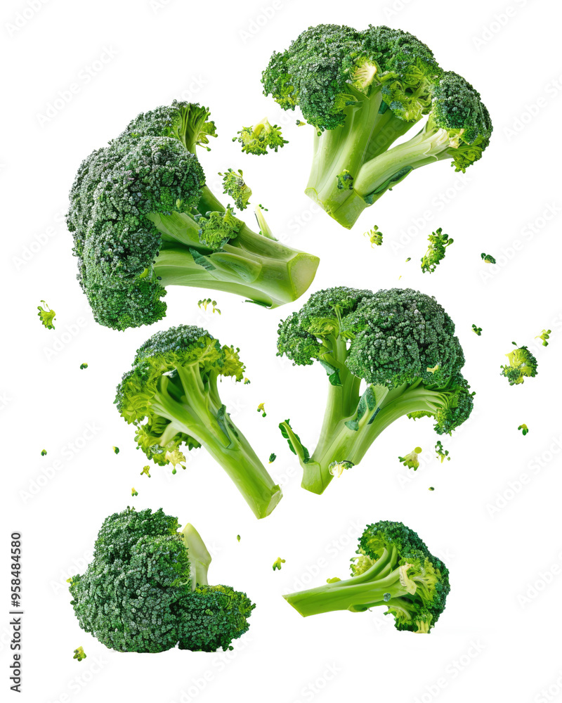 falling broccoli isolated on white or transparent png Stock Photo ...