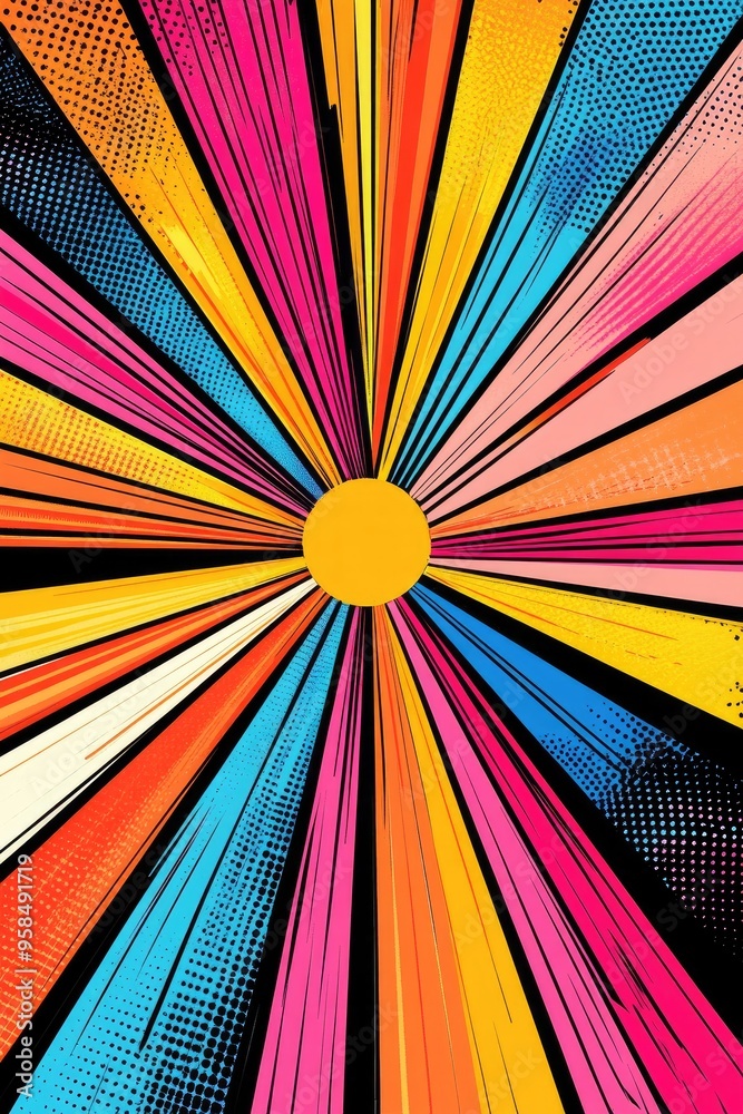 Vibrant line art illustration inspired by Pop art featuring a cartoon ...