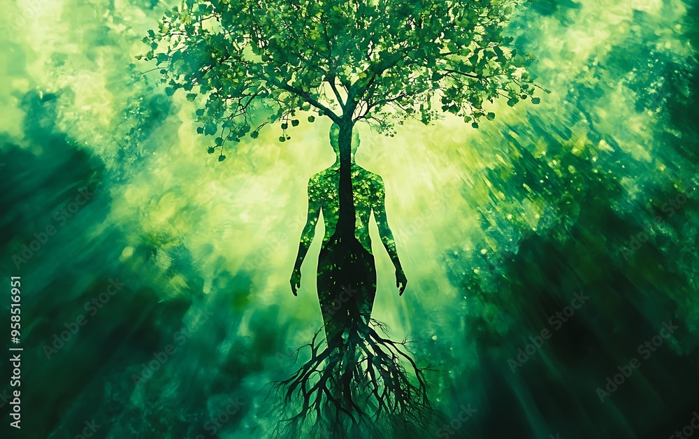 Conceptual Art of a Tree Growing from Within a Human Figure ...
