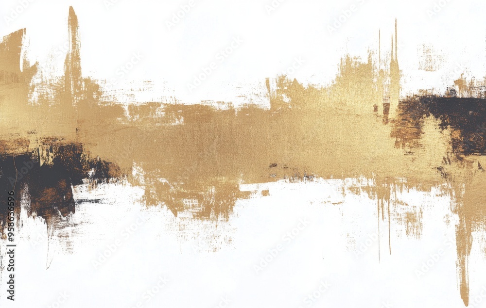 Design on transparent background; gold glitter ink color smear ...