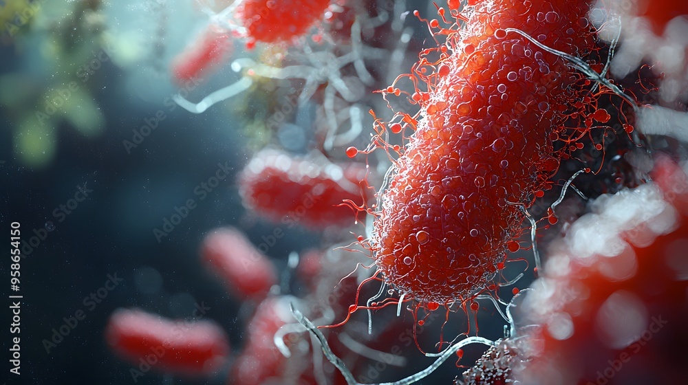 A highly detailed and realistic close-up of this bacteria: **Klebsiella ...