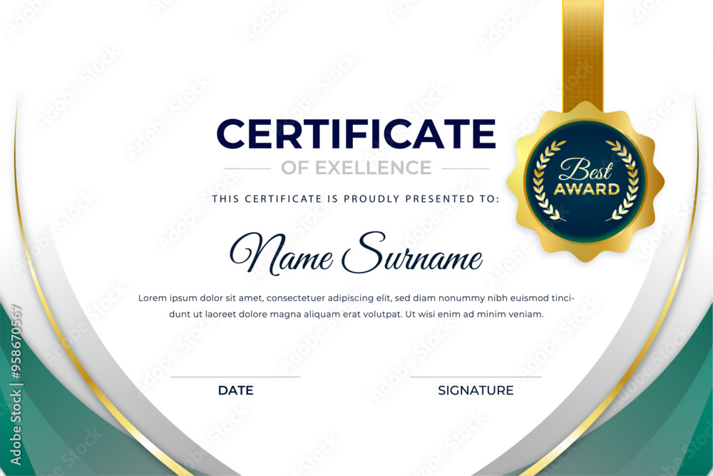 Vector modern employee of the month excellence certificate Stock Vector ...