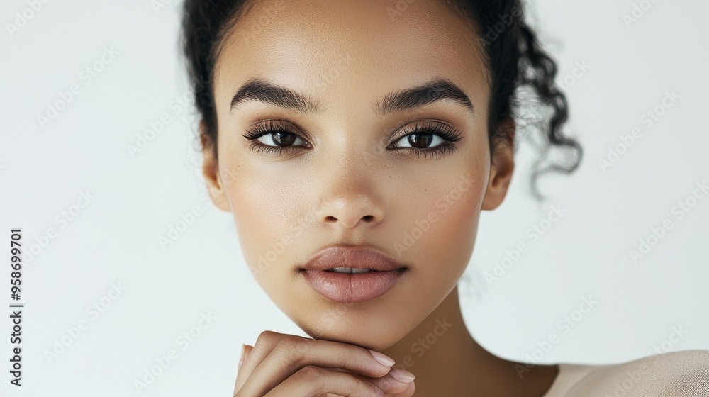 Stunning portrait of a beautiful woman with her face treated with laser ...