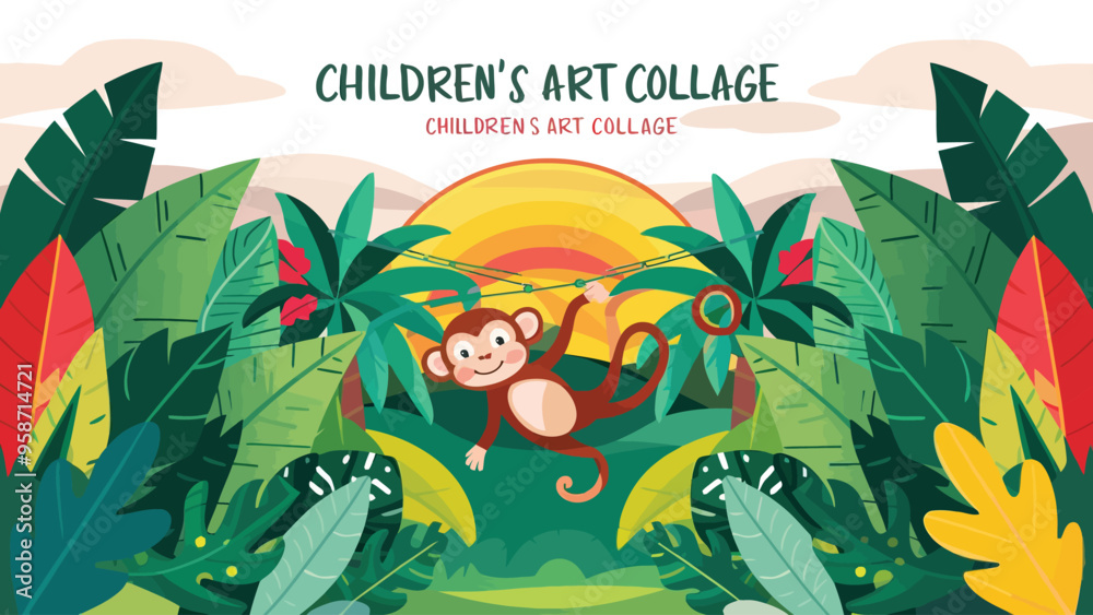 2d vector illustration ,children , background , frame , kids fun , art ...