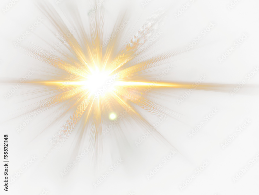 Radiant light burst emanates from a central source isolate on ...