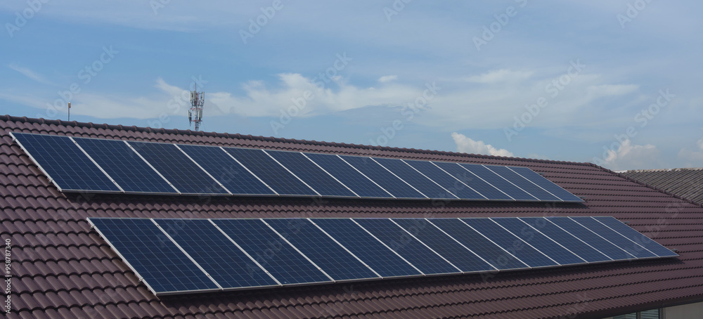 Solar panel on rooftop, alternative electricity energy source for ...