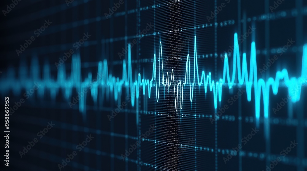 Digital representation of seismic wave patterns on a screen Stock ...