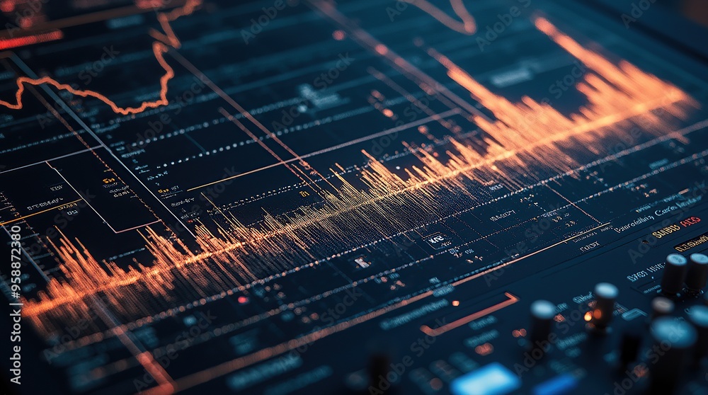 Detailed seismograph displaying earthquake wave analysis and frequency ...