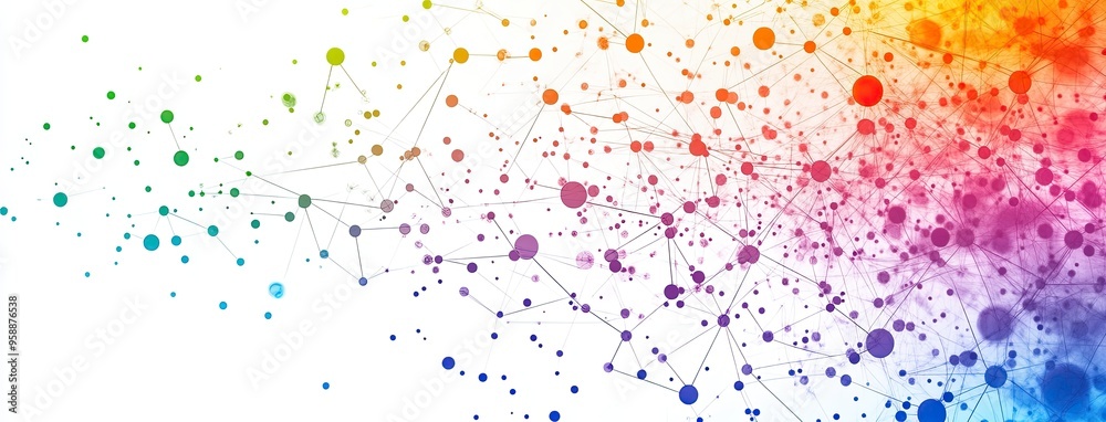 11. A detailed abstract background with a colorful network connection ...