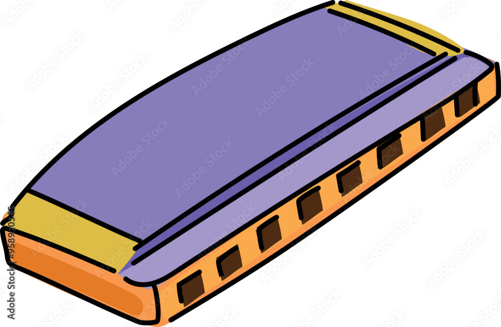 Cartoon harmonica illustration on transparent background. Stock Vector ...