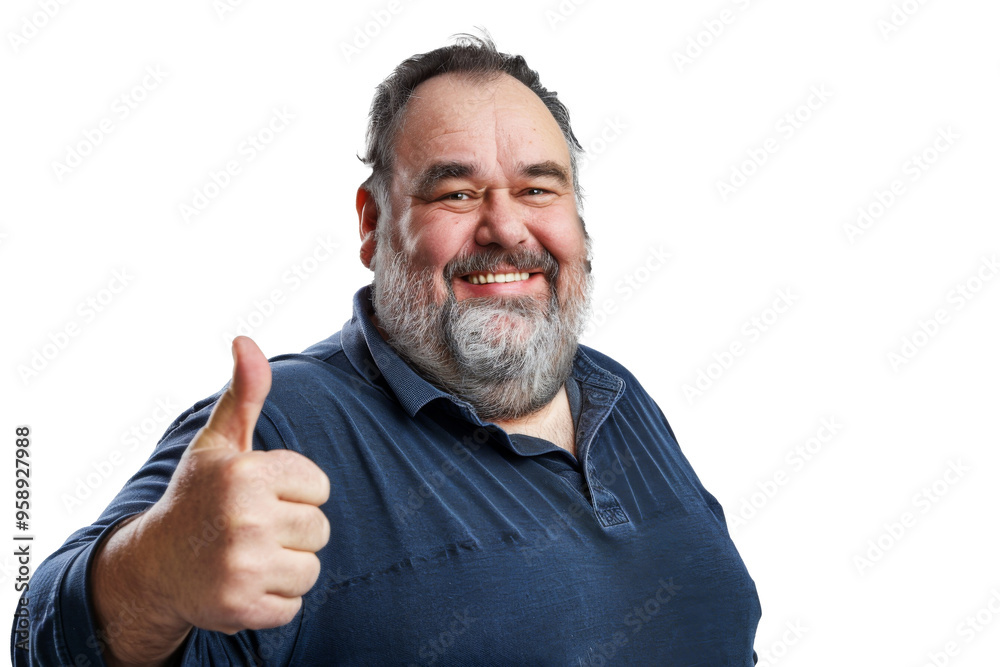Portrait of kindly and funny fat man posing isolated on transparent png ...