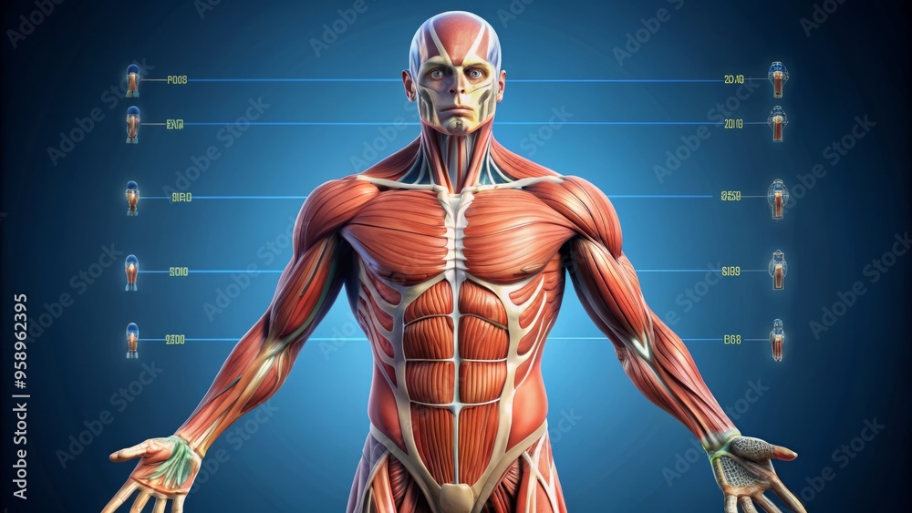 Detailed anatomy illustration of the human body showcasing labelled ...