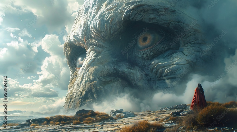 Myth of the Cyclops a oneeyed giant towering over the landscape ancient ...