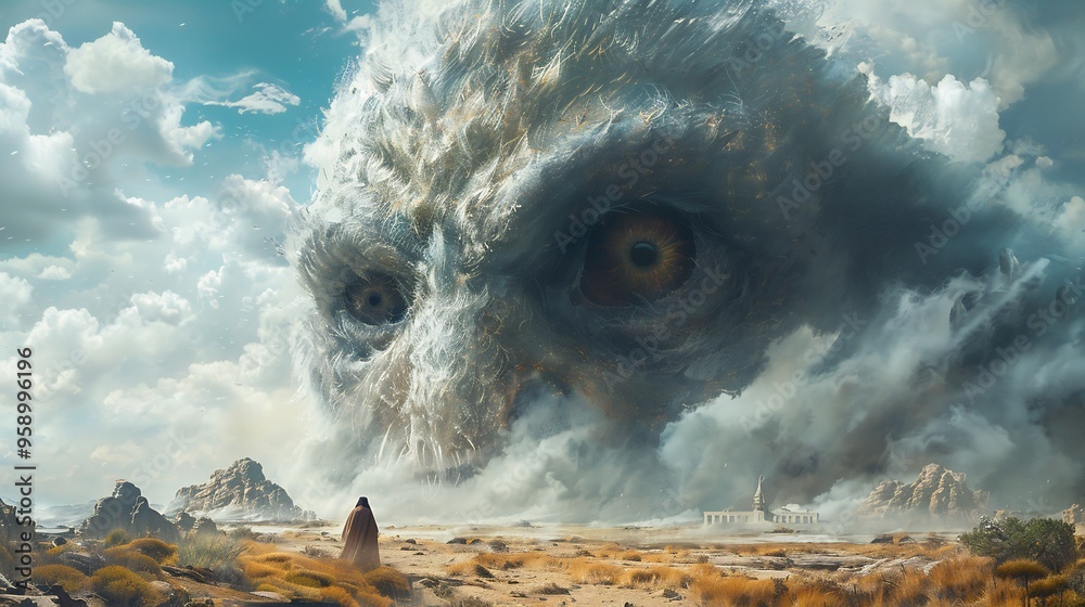 Myth of the Cyclops a oneeyed giant towering over the landscape ancient ...