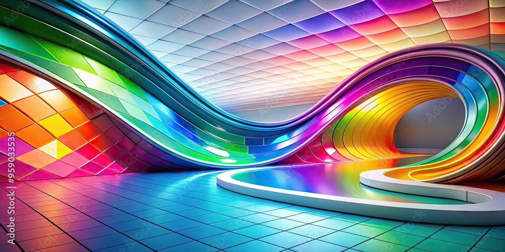 Vibrant colors and sleek shapes define a futuristic slide design, with ...