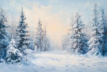 Winter Forest Landscape Painting Free Stock Photo - Public Domain Pictures