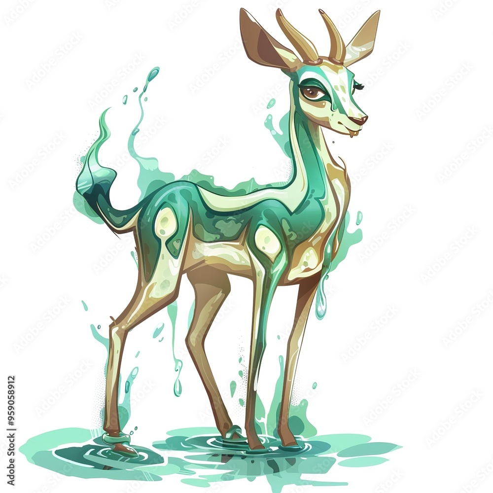 Gazelle slime fantasy animal cartoon isolated whitebackground Stock ...