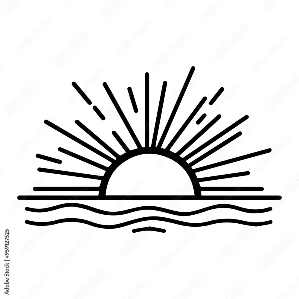 sunrise icon or modern line symbol. Vector line art and icon design ...