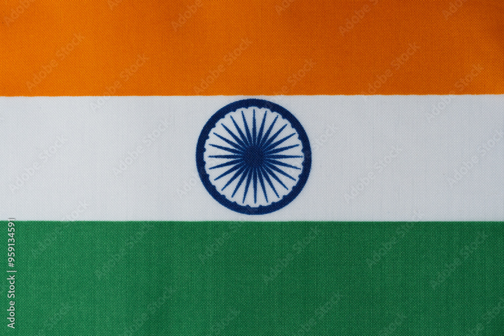 India fabric flag background. National flag of India on canvas texture ...
