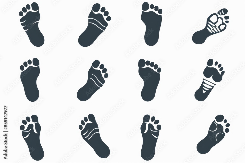Footprint icon, aliens foot print symbol, humanoids barefoot sprint ...