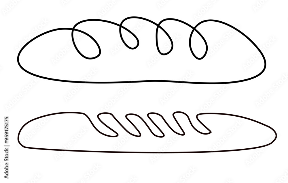 Loaf of bread. doodle Vector illustration. French baguette. Concept of ...