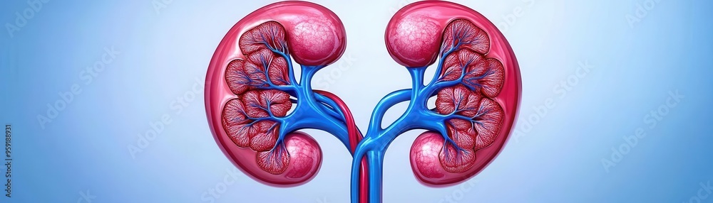 Kidney nephron structure flat design top view renal system theme ...