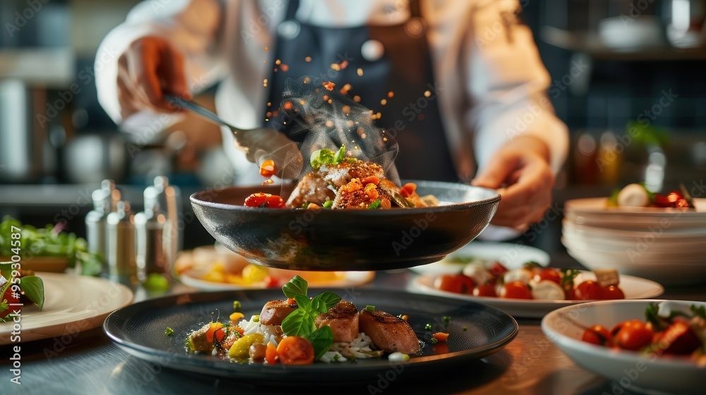 Culinary school with students cooking, dynamic and educational ...