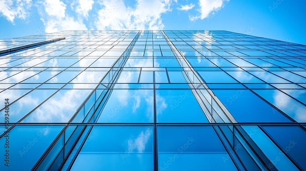 Glass panel installed on facade Installation of unitized curtain wall ...