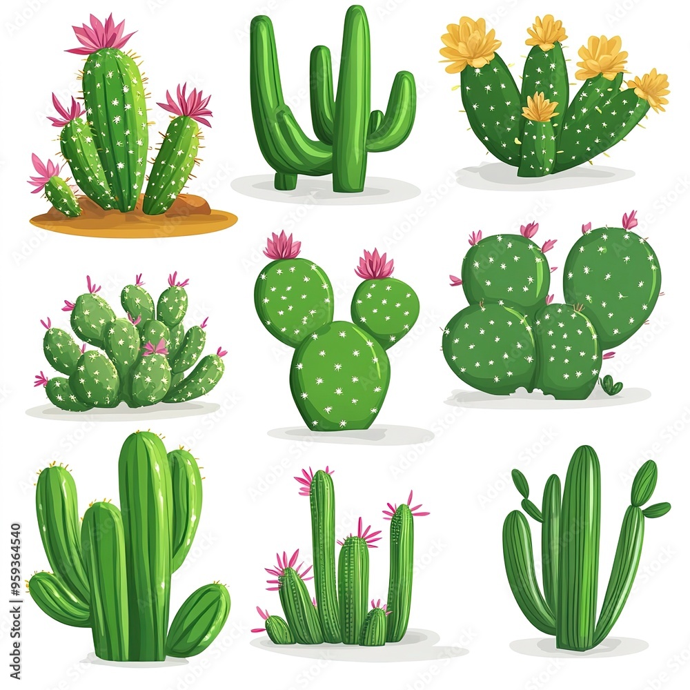 cacti clipart cartoon Illustration drawing on white background Stock ...