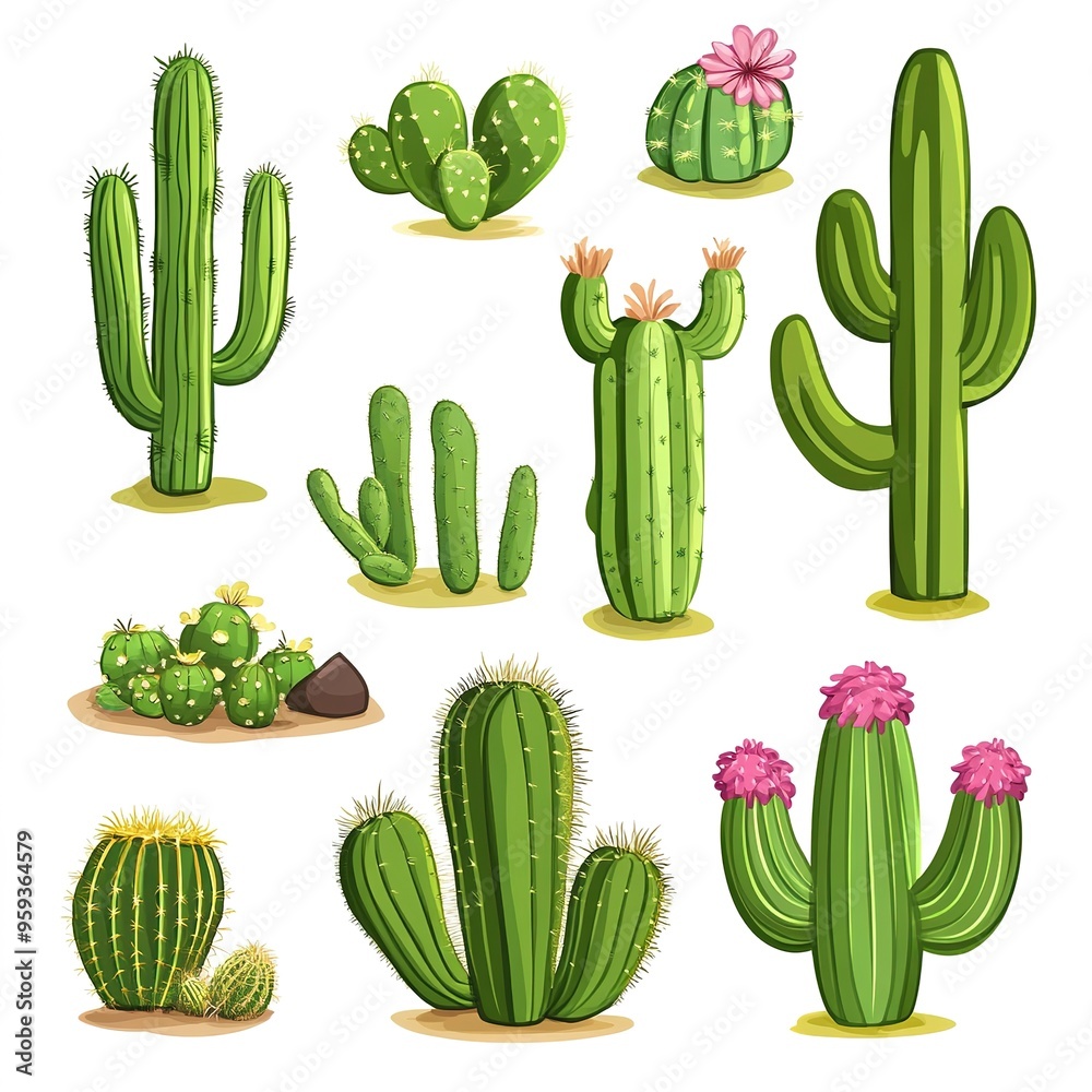 cacti clipart cartoon Illustration drawing on white background Stock ...