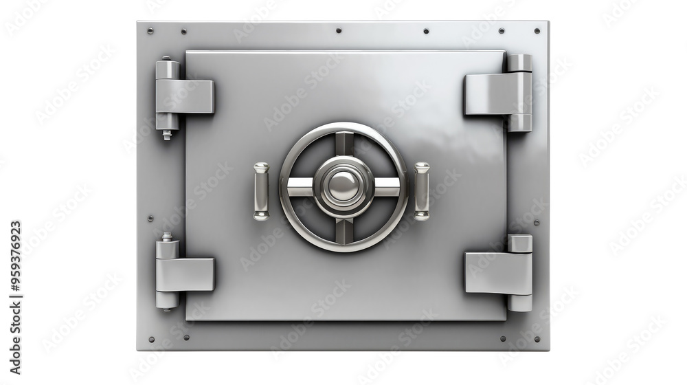 Metallic a solid steel bank Vault Door isolated on transparent white ...
