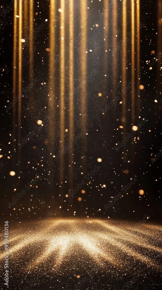 Glittering Golden Stage Curtain Rises: Abstract Luxury Opening Ceremony ...