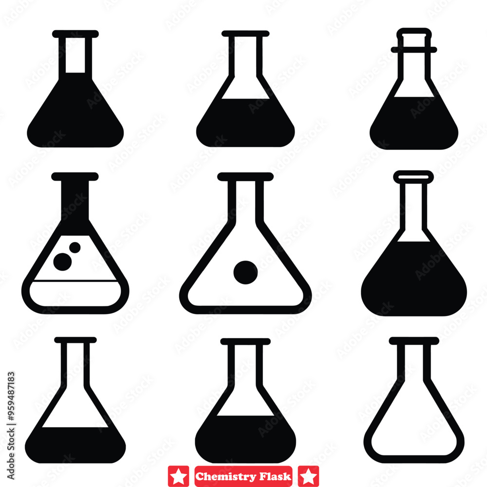 Chemistry Laboratory Equipment Silhouette Bundle Flask Designs Stock ...