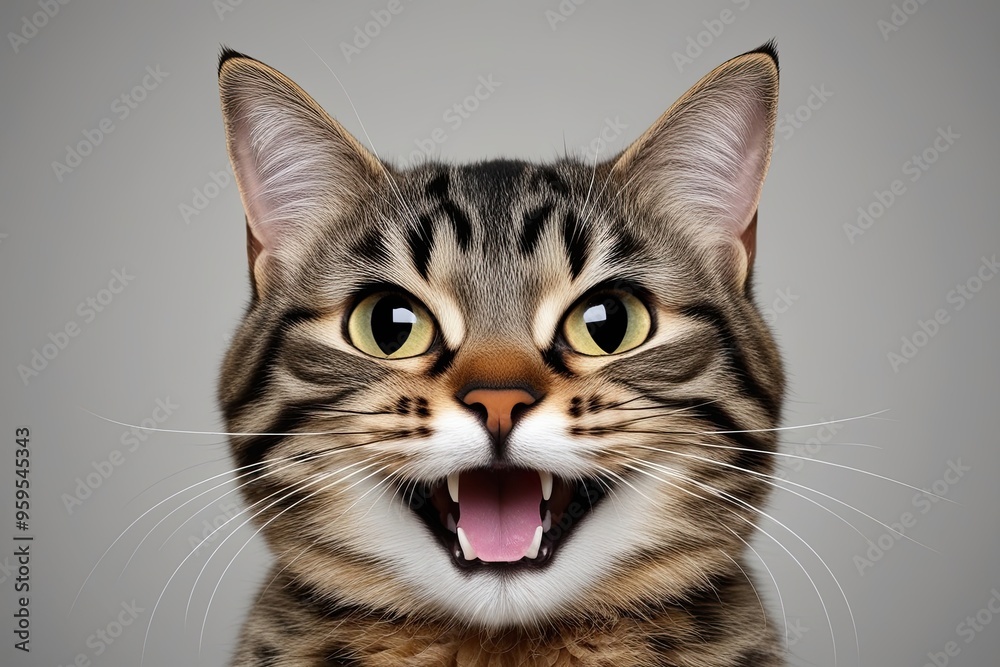 Happy Playful Cat Face Emoji Graphic Design Stock Illustration | Adobe ...