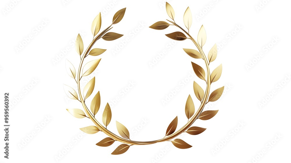 Golden laurel wreath symbol of achievement and excellence, isolated on ...