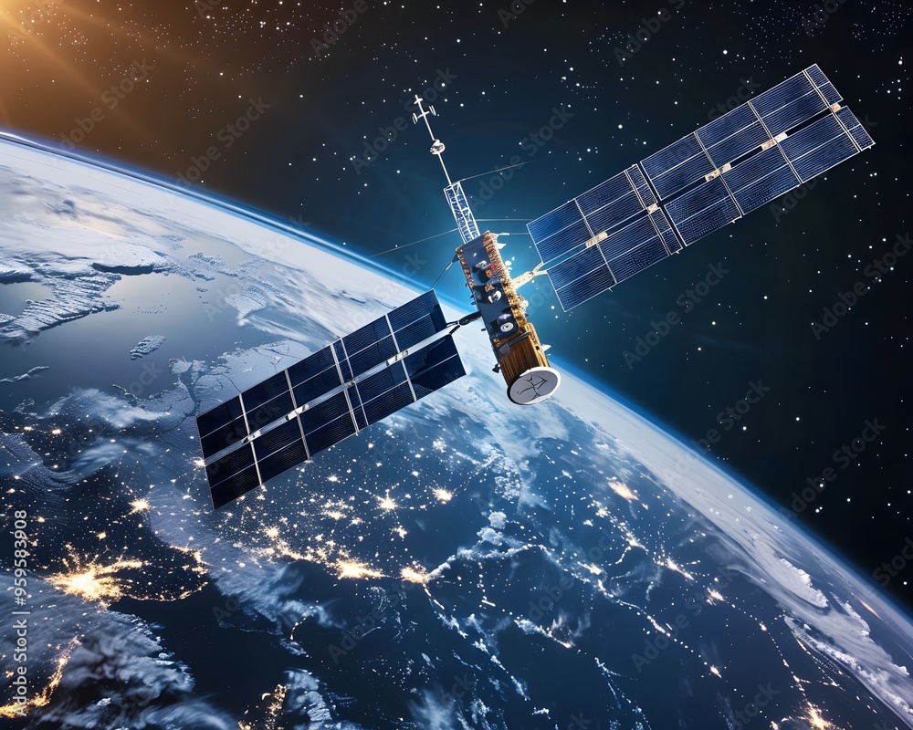 A satellite orbits Earth, capturing stunning views of the planet's ...