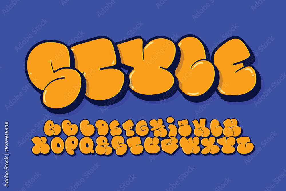 Street art bubble graffiti font style for poster. Handlettering ...